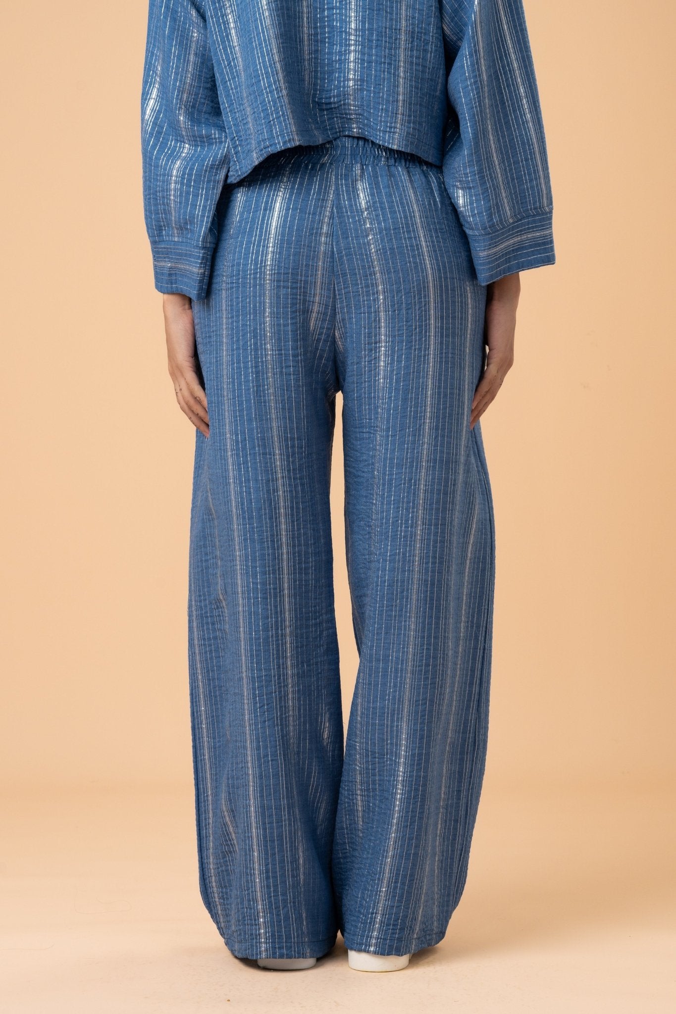 Indigo Metallic stripes Pants – nahlaelalfydesigns